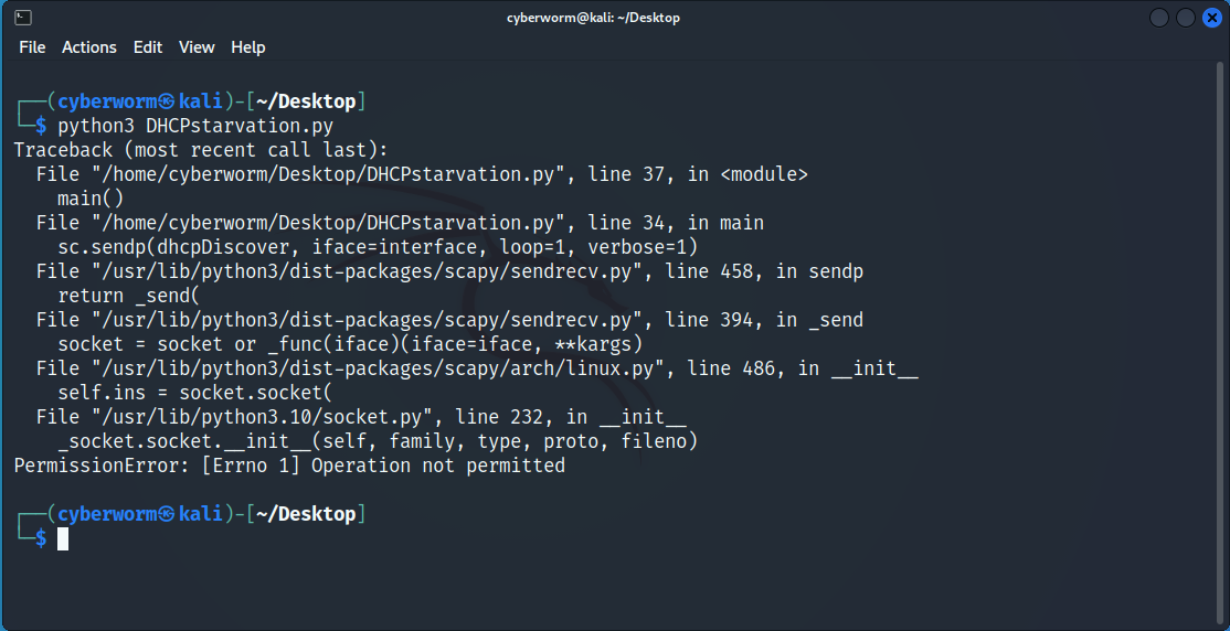 Uygulama 6 | DHCP Starvation - Network DDoS Attack | CyberWorm