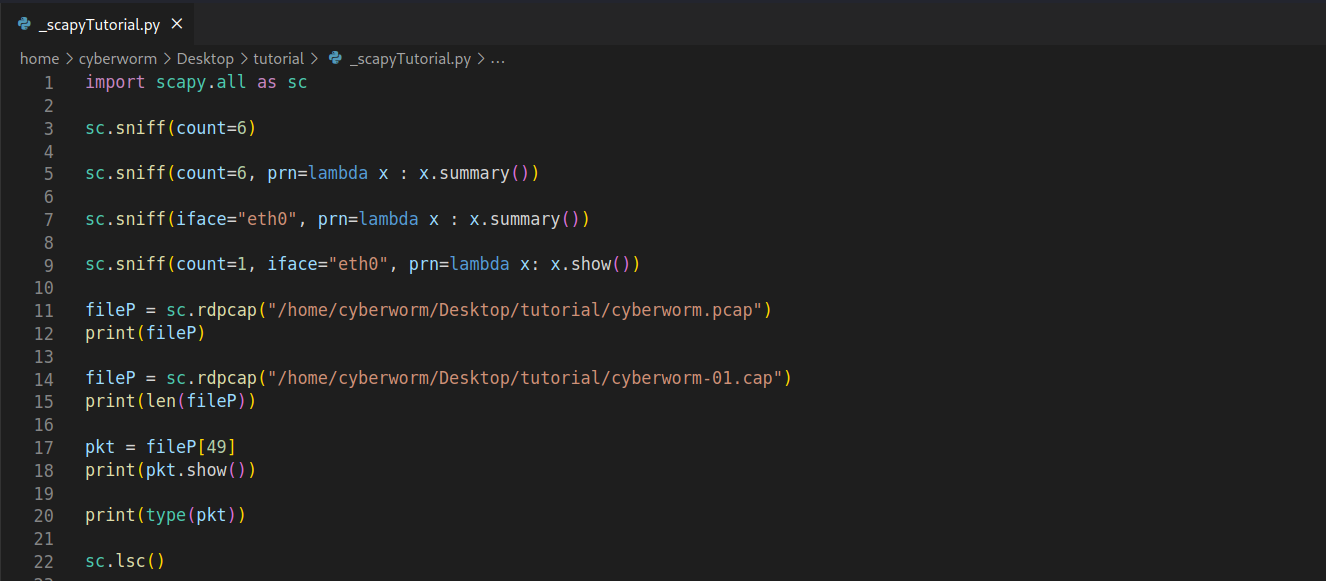 Modüller | scapy | CyberWorm