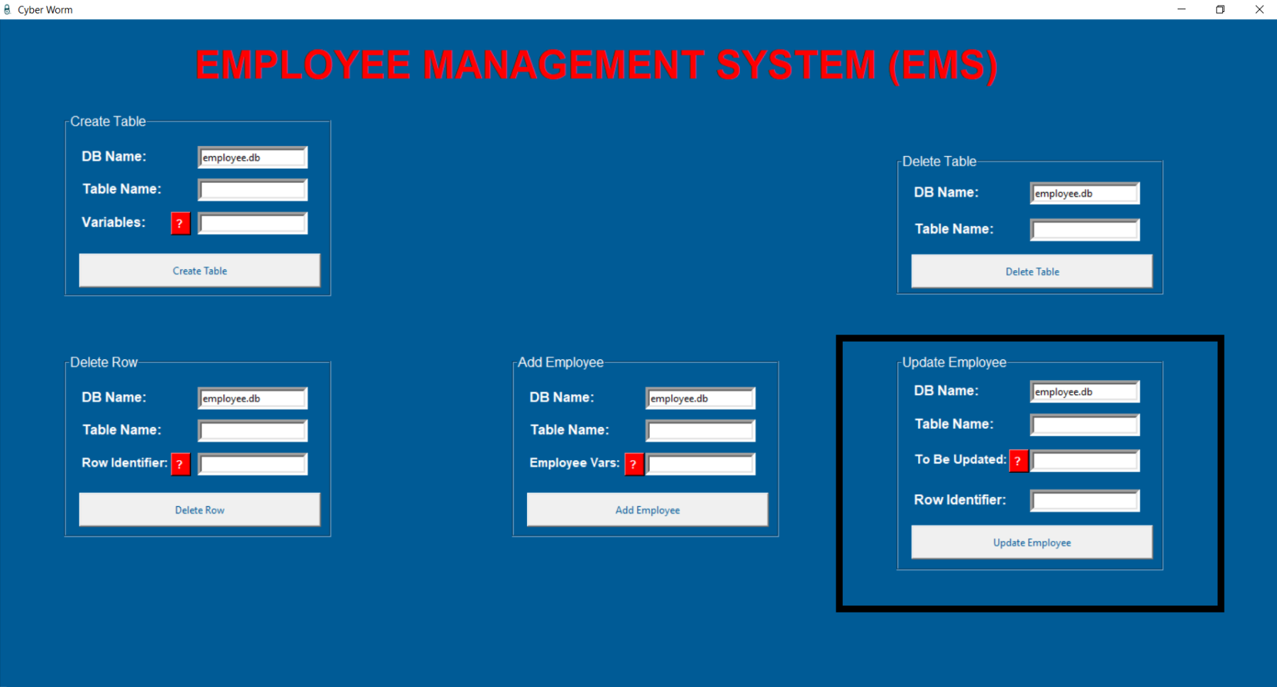 Uygulama 11 | Employee Management System (EMS) | CyberWorm
